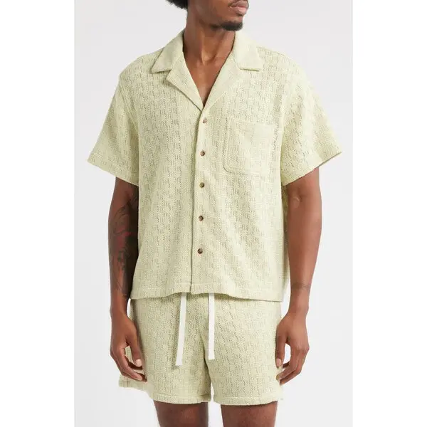 RIZORT Gregory Basket Weave Knit Camp Shirt - Green
