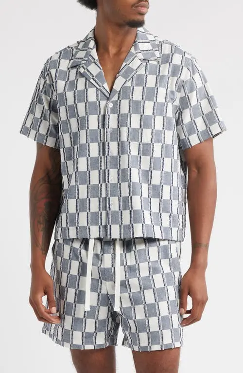 RIZORT Andrew Check Cotton Camp Shirt - Navy