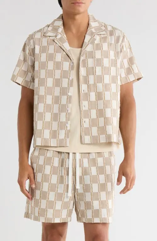 RIZORT Andrew Check Cotton Camp Shirt - Tan