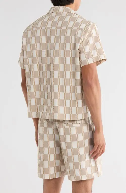 RIZORT Andrew Check Cotton Camp Shirt - Tan