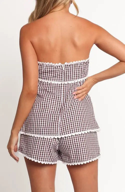 PETAL & PUP Gingham Strapless Top & Shorts Set