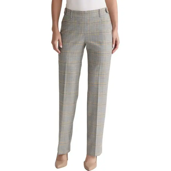 Jones New York Button Tab Plaid Trousers