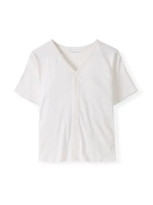 CELTIC & CO. Slub Jersey V-neck Trim Top