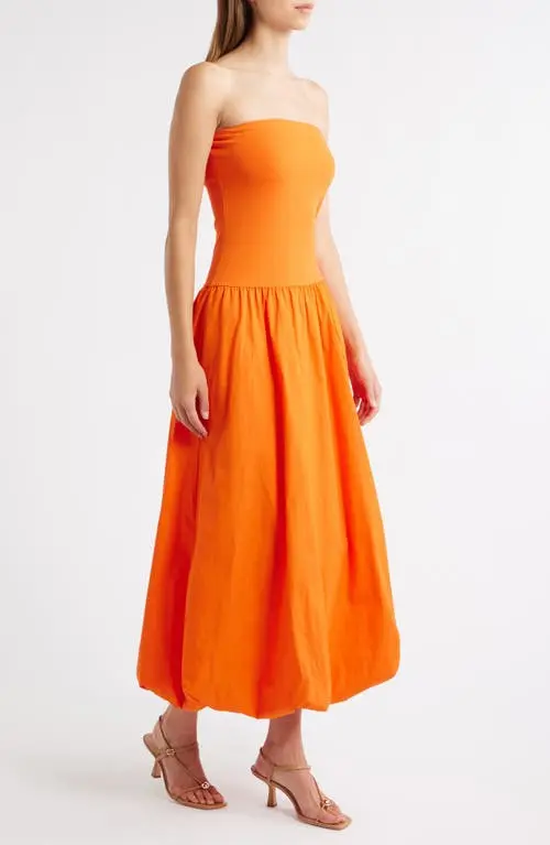 Mango Strapless Bubble Hem Dress - Orange