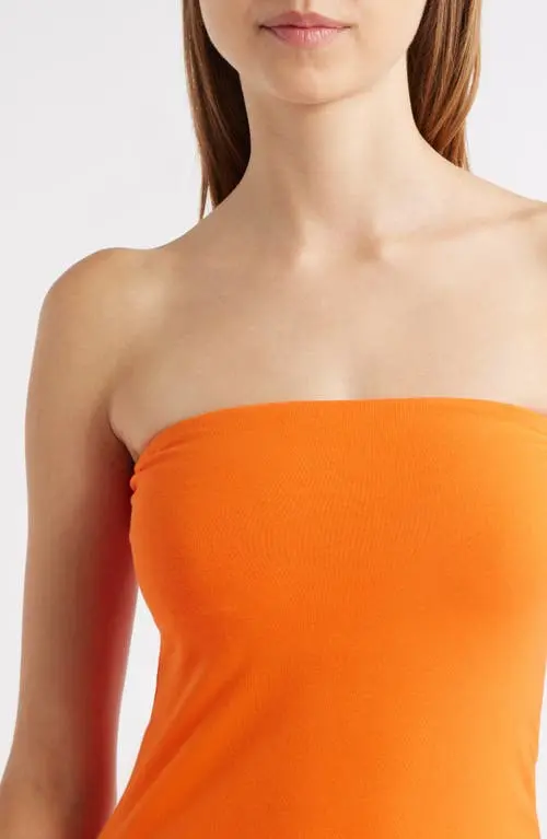 Mango Strapless Bubble Hem Dress - Orange