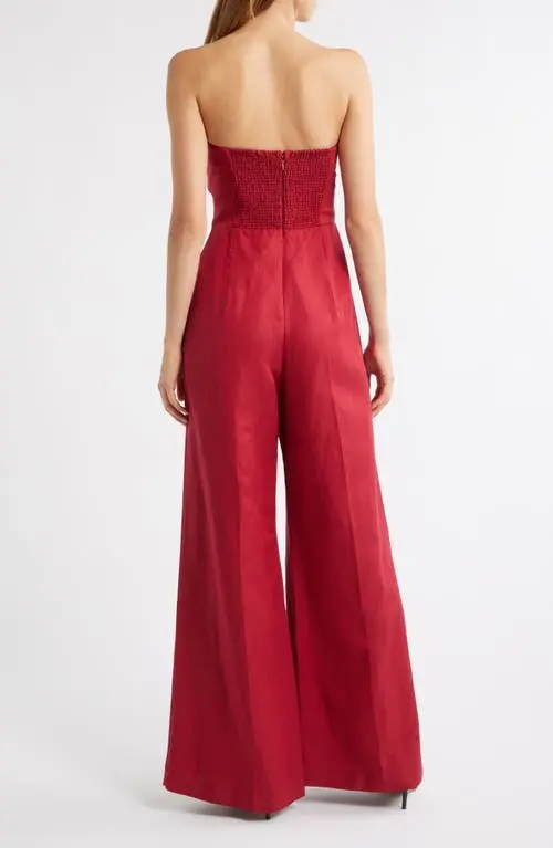 Mango Foldover Strapless Jumpsuit - Red Orange