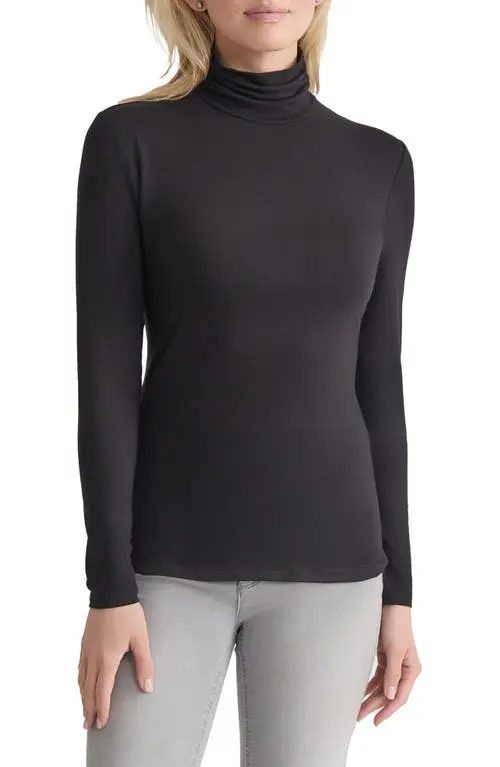 Jones New York Shirred Turtleneck Top - Jones Black