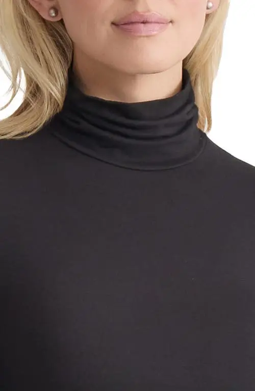 Jones New York Shirred Turtleneck Top - Jones Black