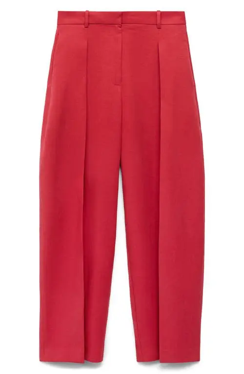 Mango Olivia Pleated Straight Leg Trousers - Cherry