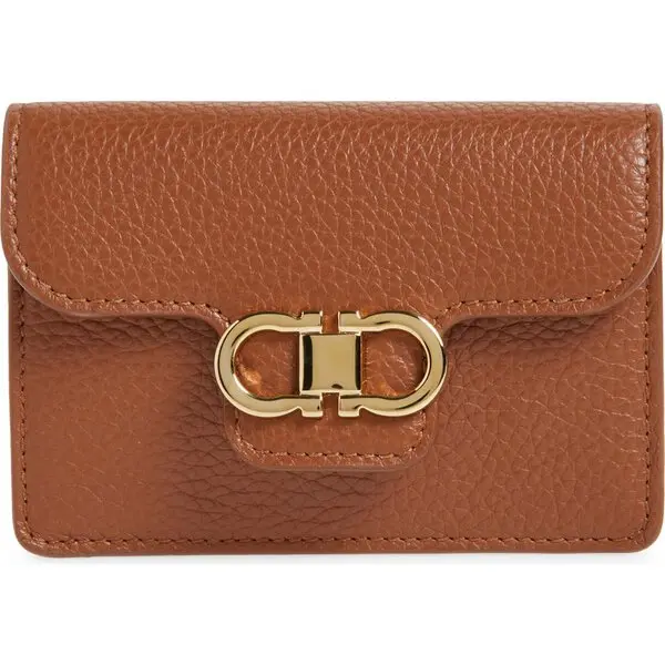 FERRAGAMO Double Gancio Key Holder - New Cognac/t Moro