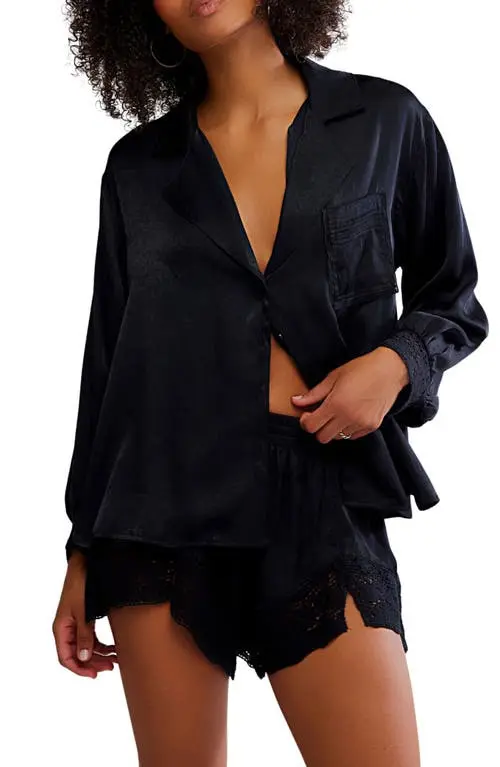 Free People Midnight Muse Pajama Shorts - Black