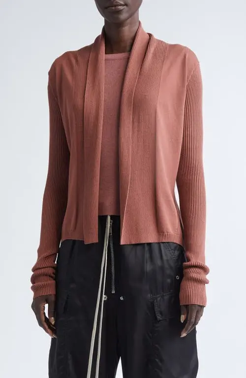 Rick Owens Open Front Rib Cardigan - Rosewood