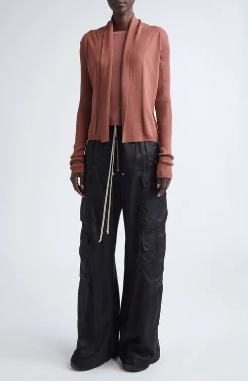Rick Owens Open Front Rib Cardigan - Rosewood
