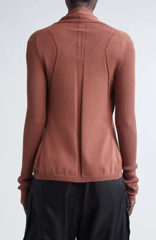 Rick Owens Open Front Rib Cardigan - Rosewood