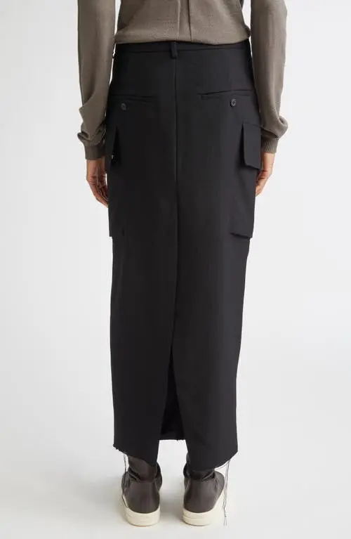 Rick Owens Firbanks Virgin Wool Twill Cargo Skirt