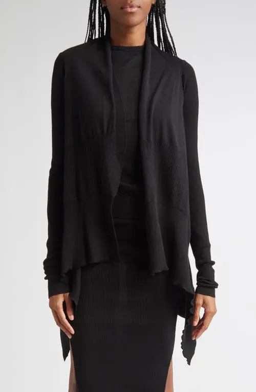 Rick Owens Open Front Virgin Wool Cardigan - Black