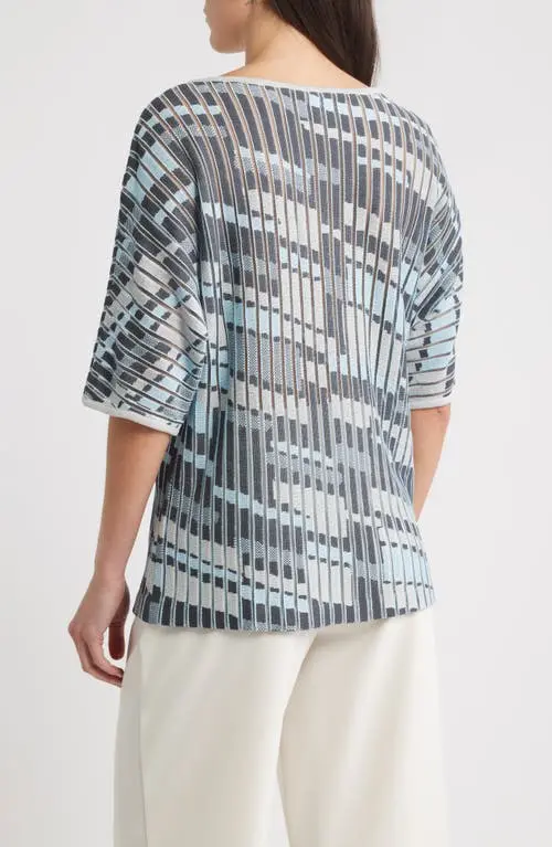 Ming Wang Sheer Burnout Jacquard Knit Tunic