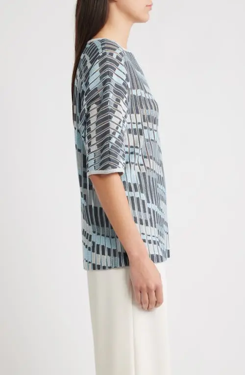 Ming Wang Sheer Burnout Jacquard Knit Tunic