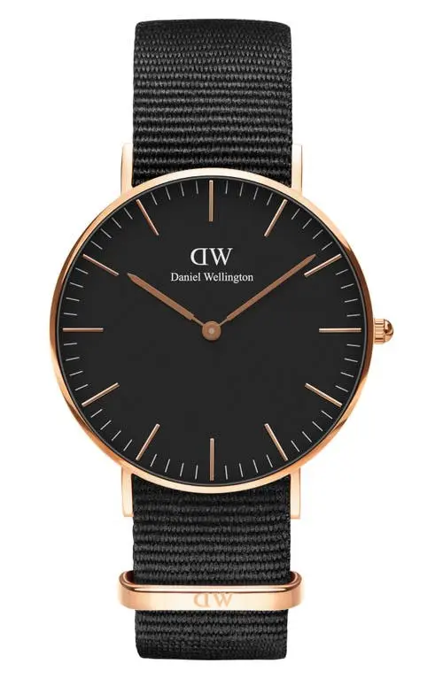 DANIEL WELLINGTON Classic Cornwall Strap Watch - Rose Gold/black