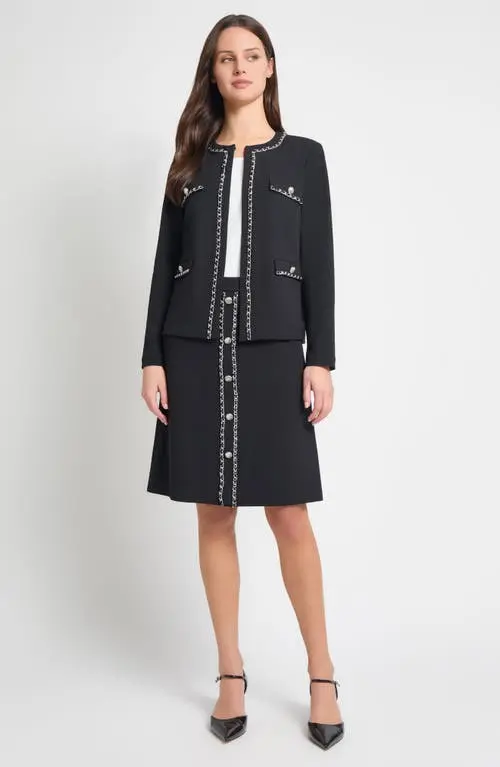 Ming Wang Chain Trim Deco Crepe Jacket