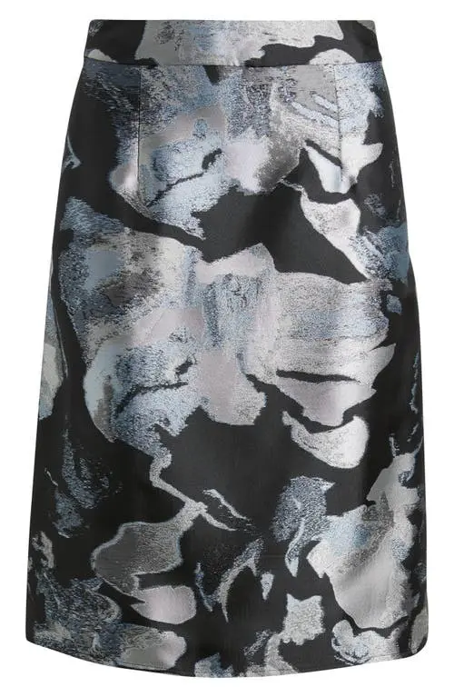 Ming Wang Floral Jacquard A-line Skirt