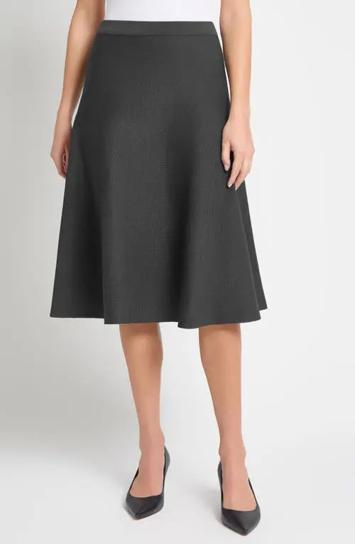 Ming Wang Knit Flare Midi Skirt
