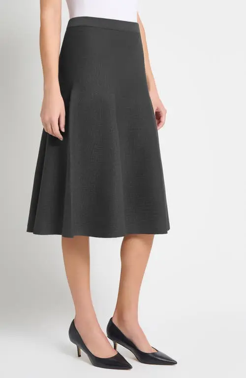 Ming Wang Knit Flare Midi Skirt
