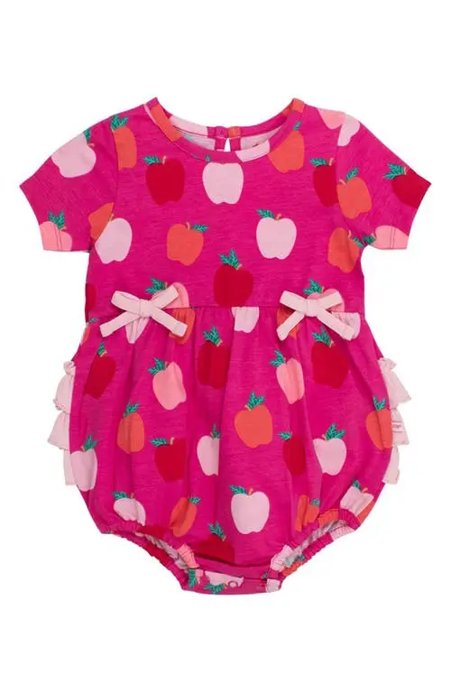RUFFLEBUTTS Apple Of My Eye Ruffle Cotton Bubble Romper - Pink