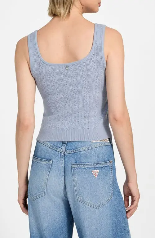 Guess Lyla Pointelle Crop Sweater Tank - Nimbus Blue