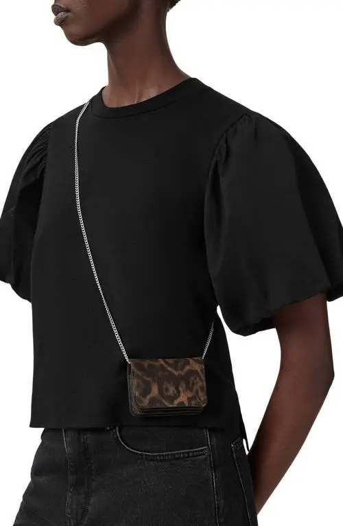ALLSAINTS Honore Leopard Suede Cardholder