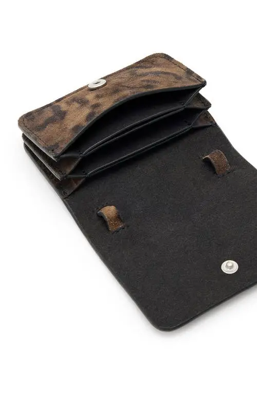 ALLSAINTS Honore Leopard Suede Cardholder