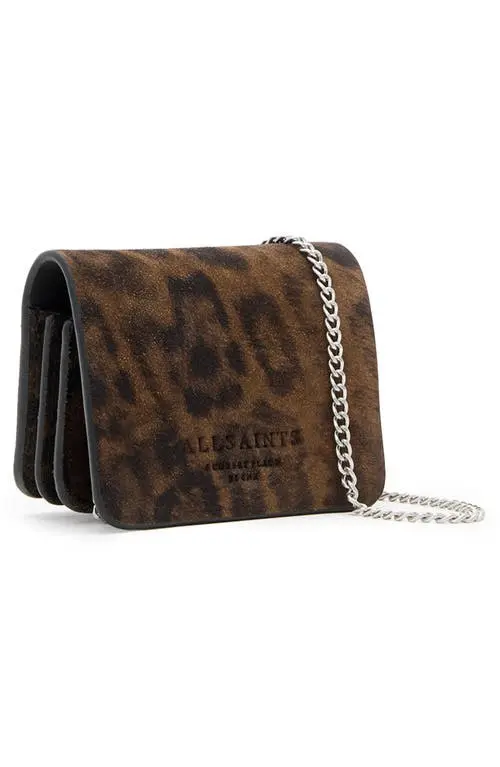 ALLSAINTS Honore Leopard Suede Cardholder