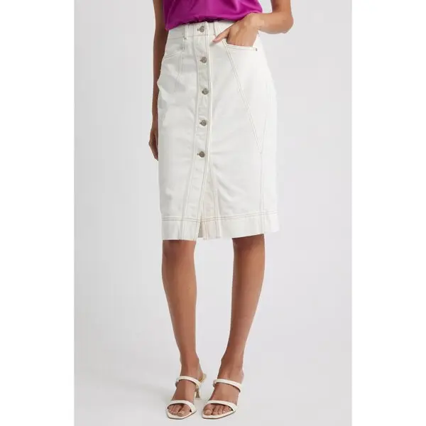 BOSS Varlina Denim Midi Skirt - Open Wht