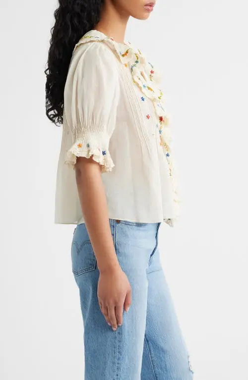 DÔEN Hettie Embroidered Organic Cotton Top - Candlelight