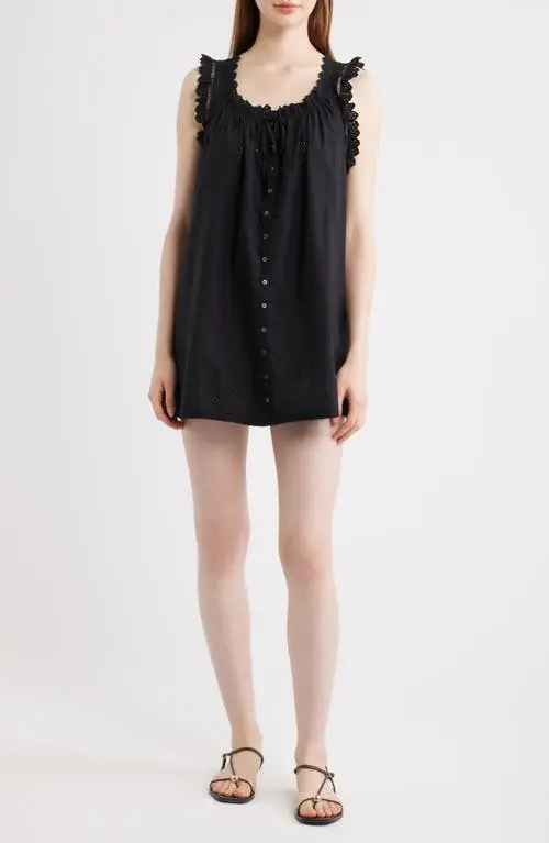 DÔEN Nessie Eyelet Organic Cotton Mini Dress - Black