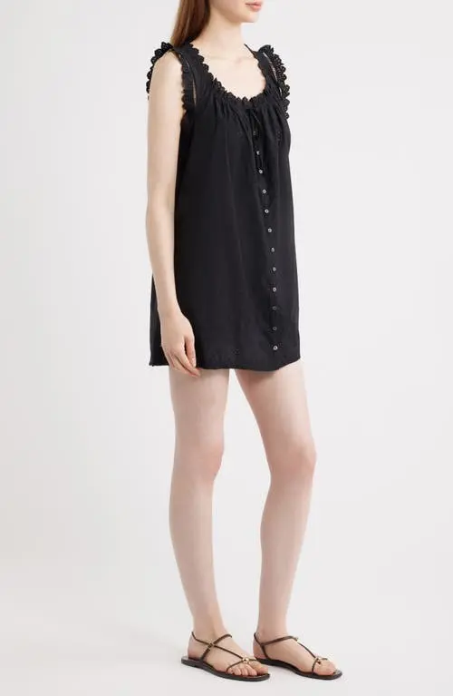 DÔEN Nessie Eyelet Organic Cotton Mini Dress - Black