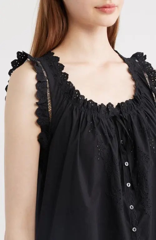 DÔEN Nessie Eyelet Organic Cotton Mini Dress - Black