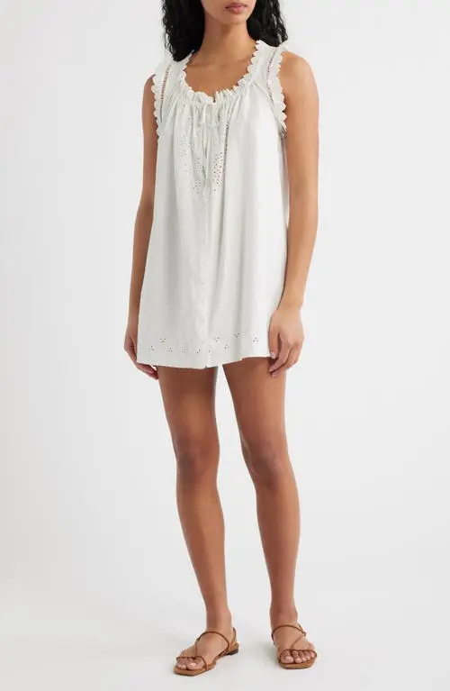 DÔEN Nessie Eyelet Organic Cotton Mini Dress - Salt