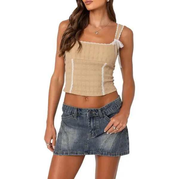 EDIKTED Lace Trim Crop Top