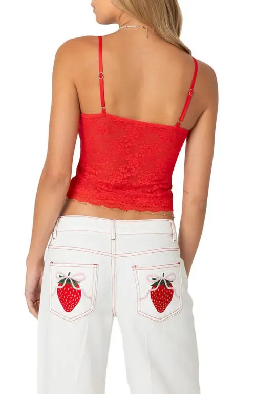 EDIKTED Lace Strappy Camisole - Red