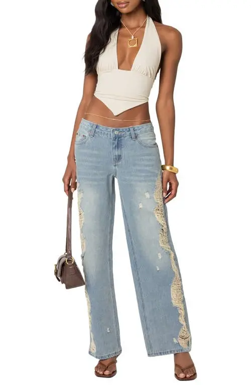 EDIKTED Distressed Wide-leg Nonstretch Denim Jeans