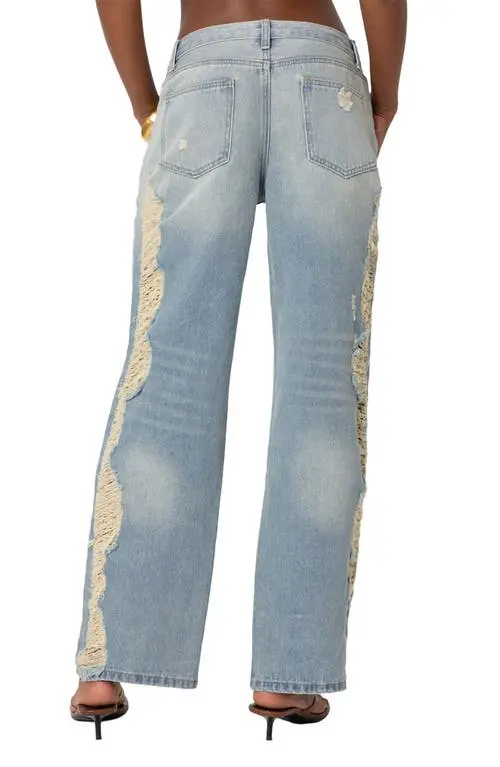 EDIKTED Distressed Wide-leg Nonstretch Denim Jeans