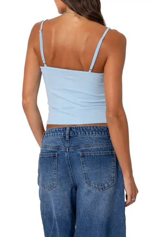 EDIKTED Ribbed Henley Camisole - Light-blue