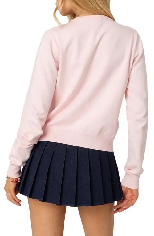 EDIKTED Crewneck Button Cardigan - Light-pink