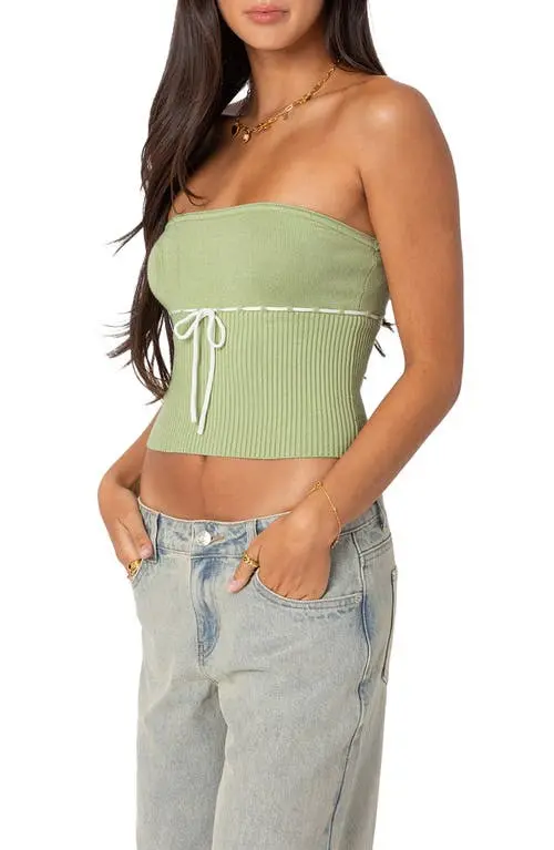 EDIKTED Cropped Rib Tube Top - Sage