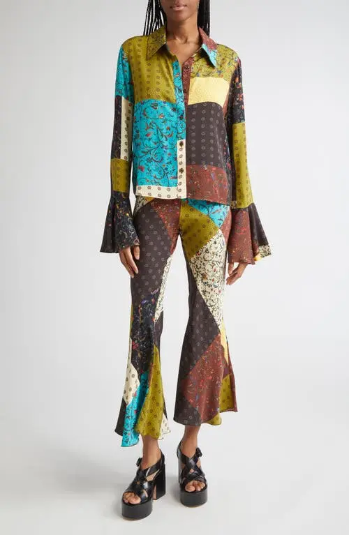 SIEDRES Jeslynn Patchwork Print Flare Pants