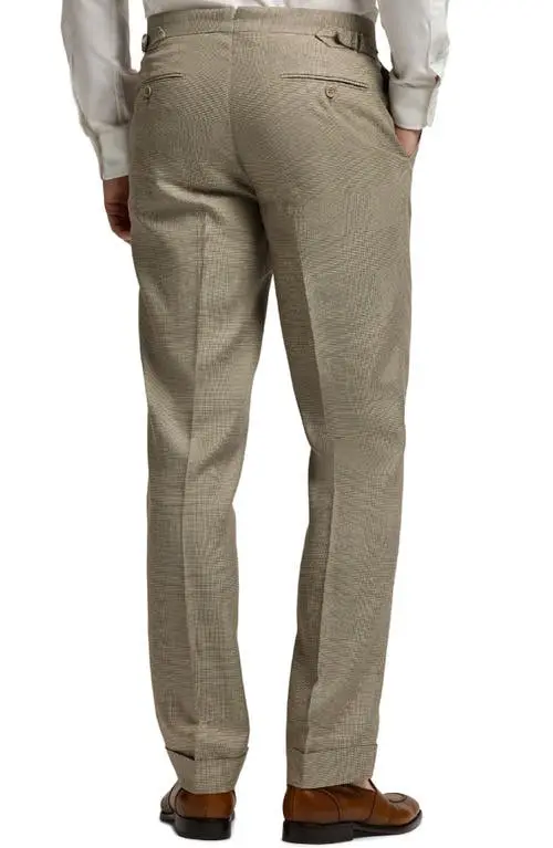 Ralph Lauren Purple Label Flat-front Glen Plaid Linen & Silk Dress Pants