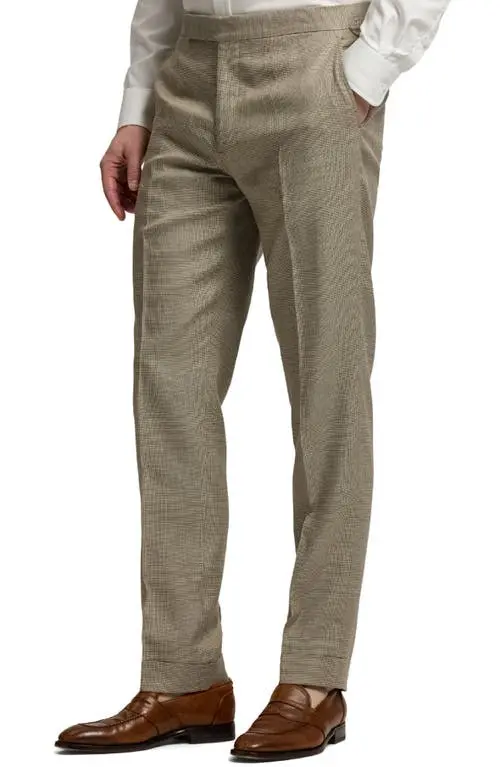 Ralph Lauren Purple Label Flat-front Glen Plaid Linen & Silk Dress Pants
