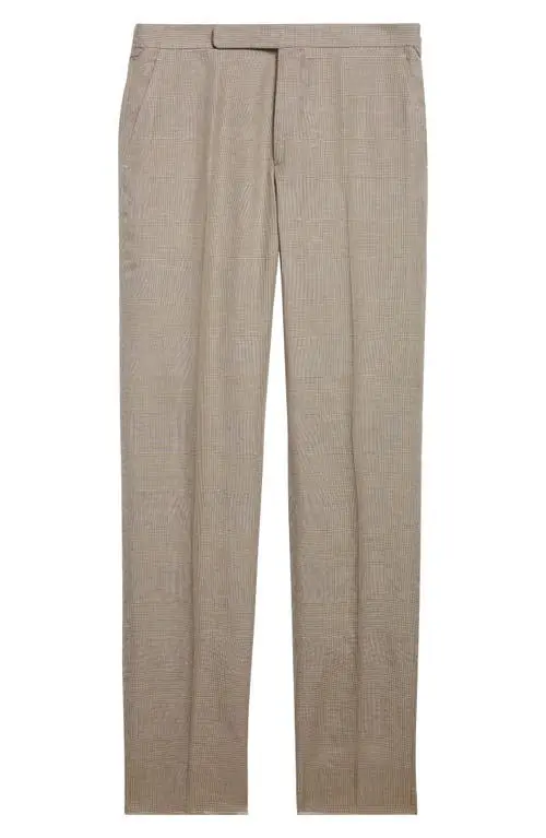 Ralph Lauren Purple Label Flat-front Glen Plaid Linen & Silk Dress Pants