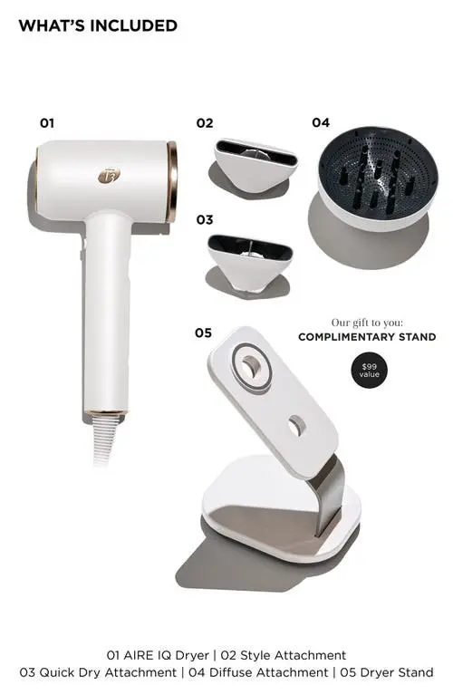 T3 Aire Iq Hair Dryer Set - White
